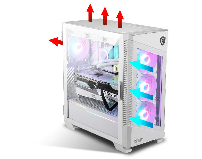 MSI MPG VELOX 100R White SPCC Steel / Laminated Tempered Glass ATX Mid Tower Computer Case ...